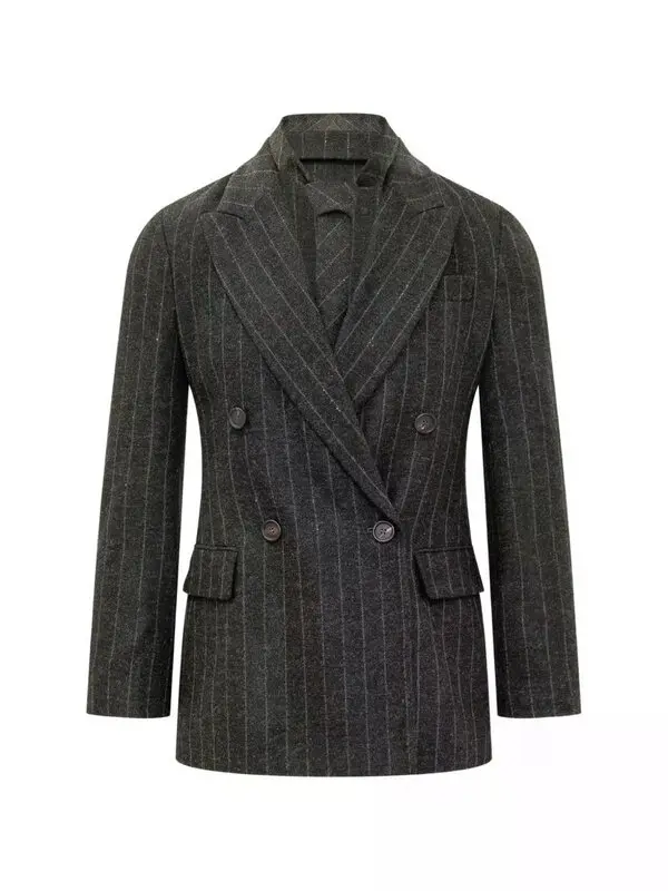 Brunello Cucinelli Pinstripe Double-breasted Jacket - Grey
