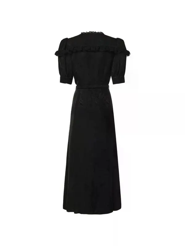 Alessandra Rich Silk Jacquard Ruffled Midi Dress
