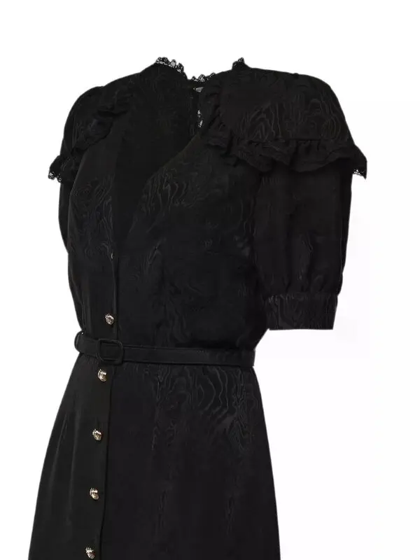 Alessandra Rich Silk Jacquard Ruffled Midi Dress