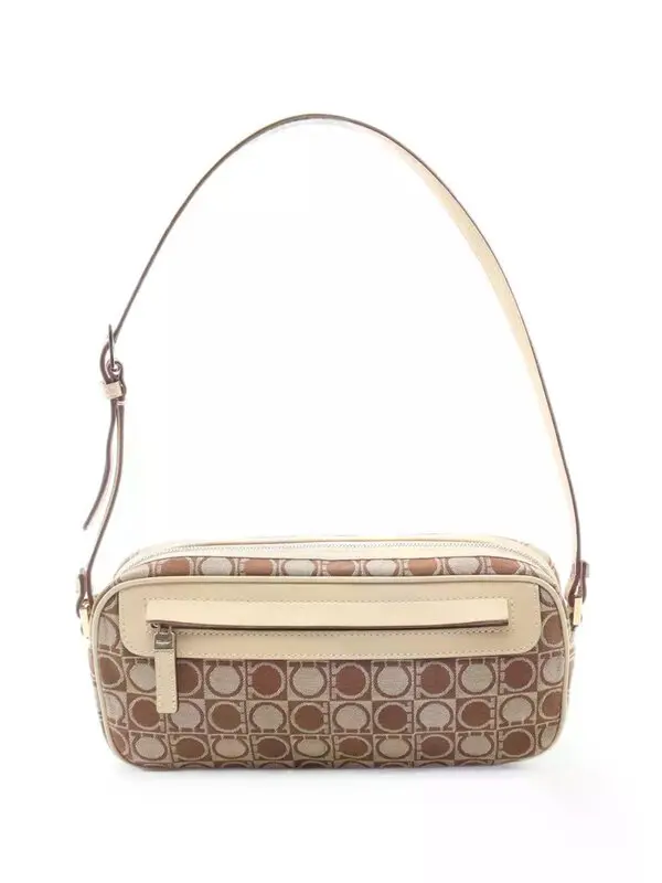 FERRAGAMO Gancini Canvas Shoulder Bag - Brown