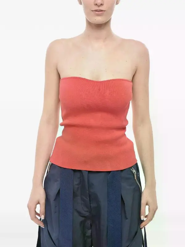 SUPER BLOND Ribbed-knit Tube Top - Red