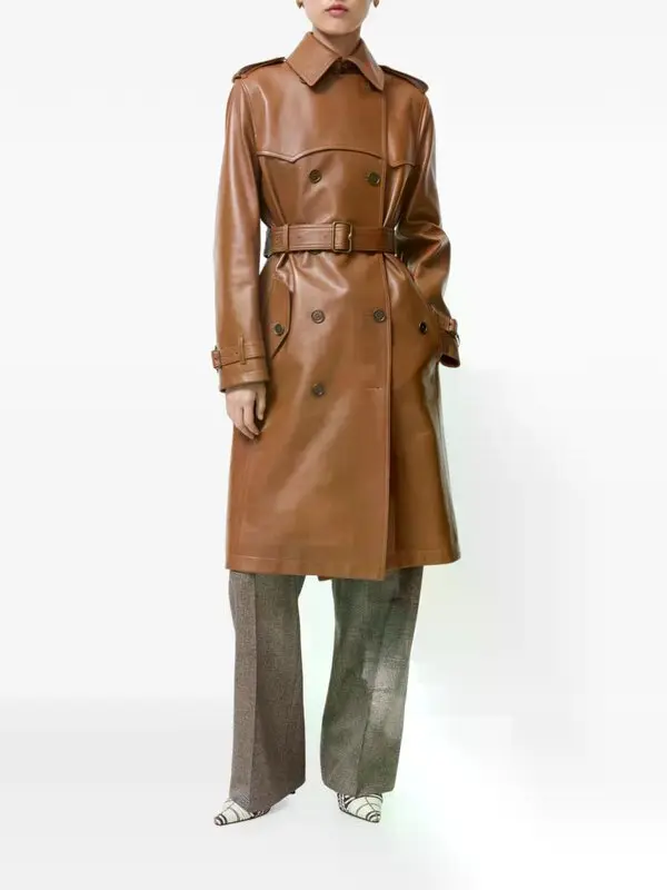 Burberry Long Leather Trench Coat