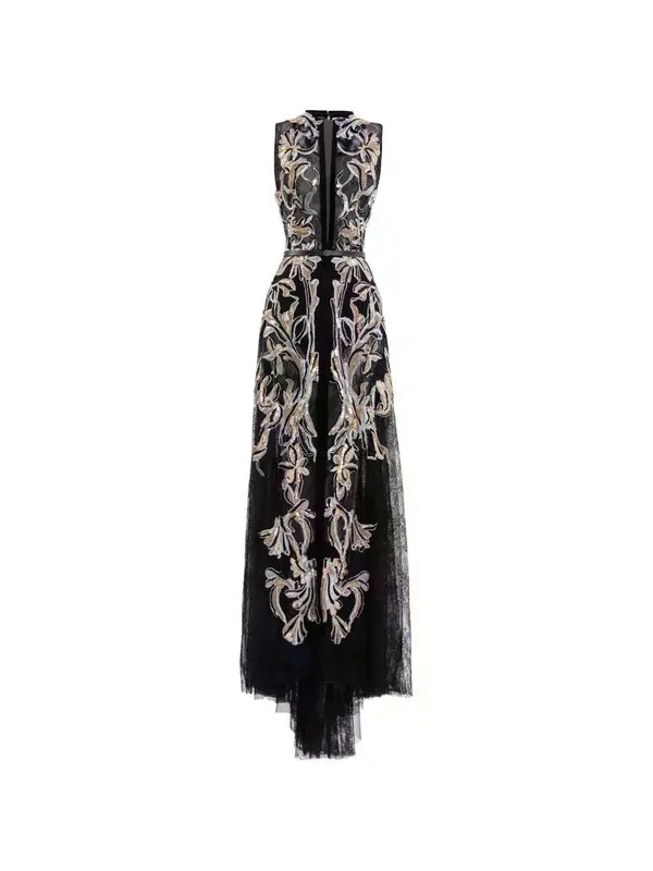 SAIID KOBEISY Embroidered Lace Gown