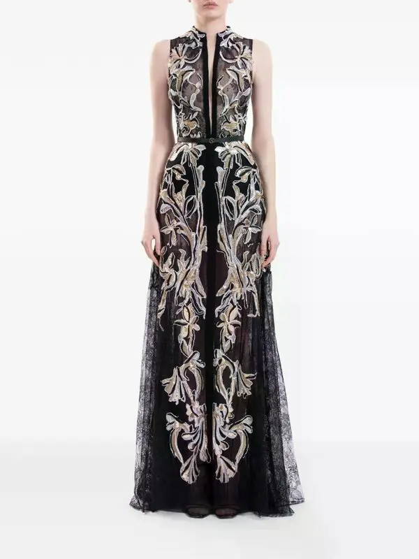 SAIID KOBEISY Embroidered Lace Gown