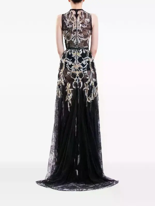 SAIID KOBEISY Embroidered Lace Gown