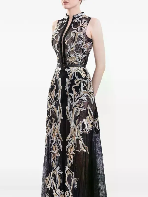 SAIID KOBEISY Embroidered Lace Gown