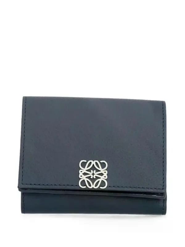 Loewe Anagram Trifold Wallet In Pebble Grained Calfskin - Blue