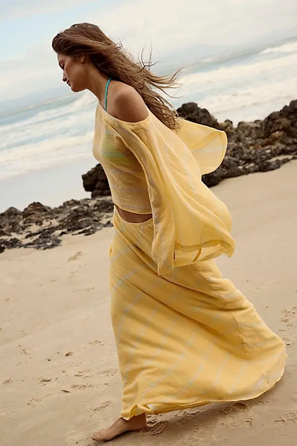 Free People Paula Patterned Skirt Set At - Daffodil Combo