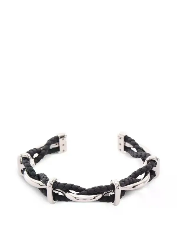 Hermès Egee Braided Cuff Bracelet - Silver