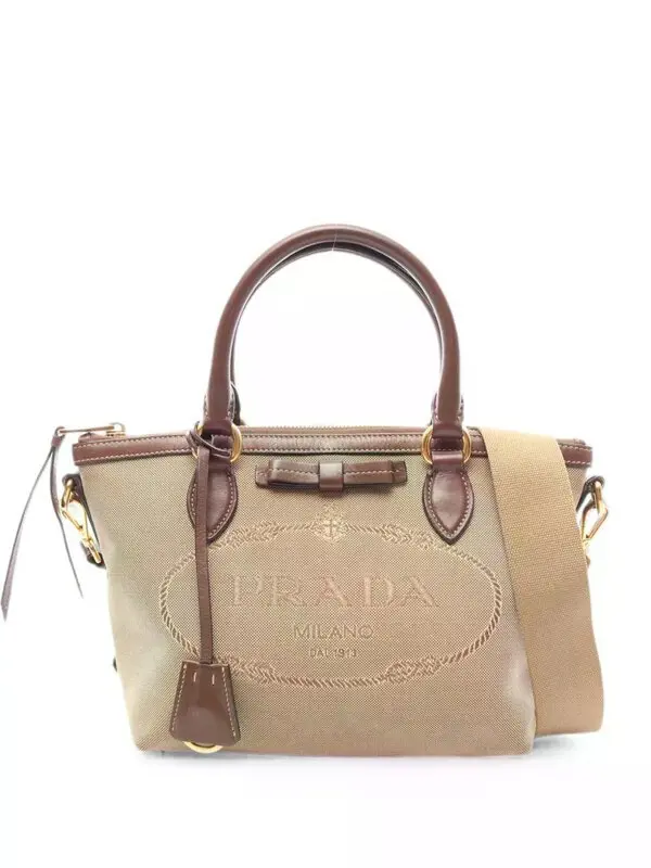 Prada 2000s Logo-embroidery Tote Bag