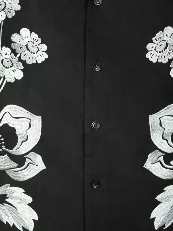 Commas Floral-embroidered Short-sleeve Shirt