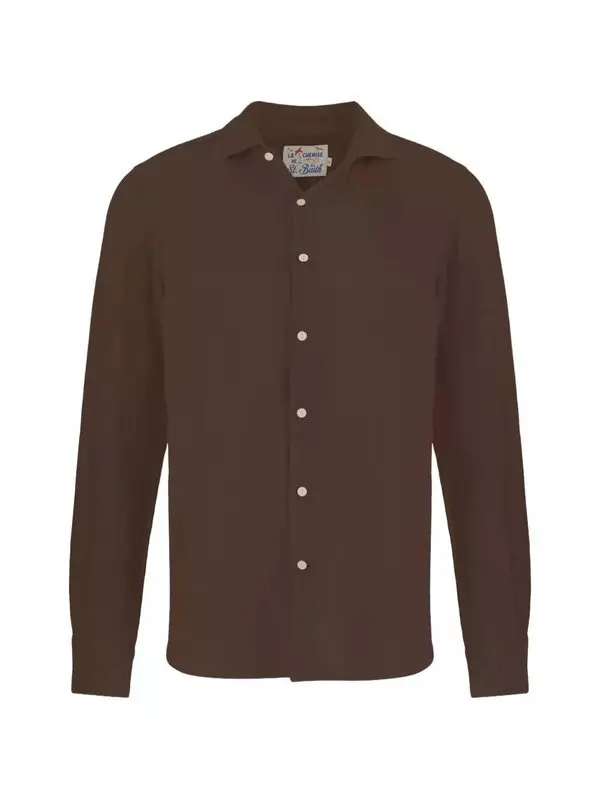 MC2 SAINT BARTH Pamplona Button-up Curved-hem Shirt - Brown