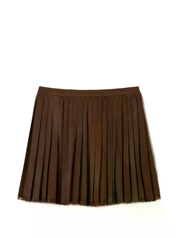 TWINSET Pleated Crêpe De Chine Skirt - Brown