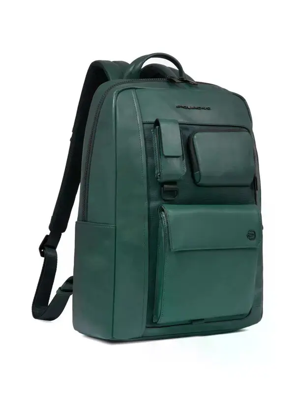 PIQUADRO Multi-pocket Leather Backpack
