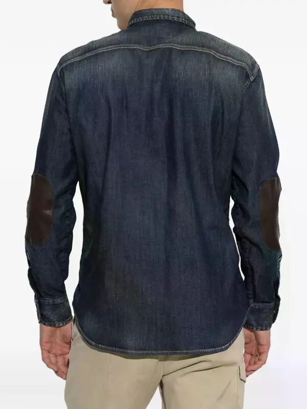 Dsquared2 Faded Leather-patch Denim Shirt