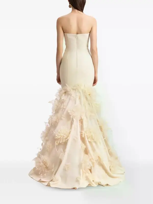 GEMY MAALOUF Strapless Floral Appliqué Mermaid Gown