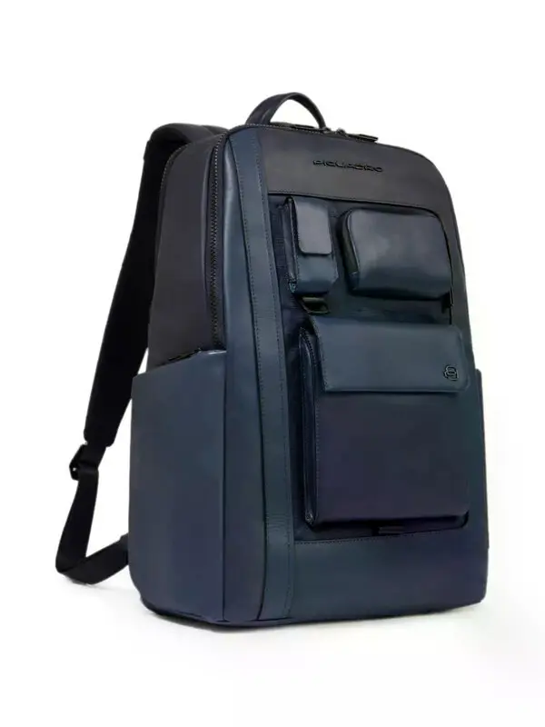 PIQUADRO Multi-pocket Leather Backpack