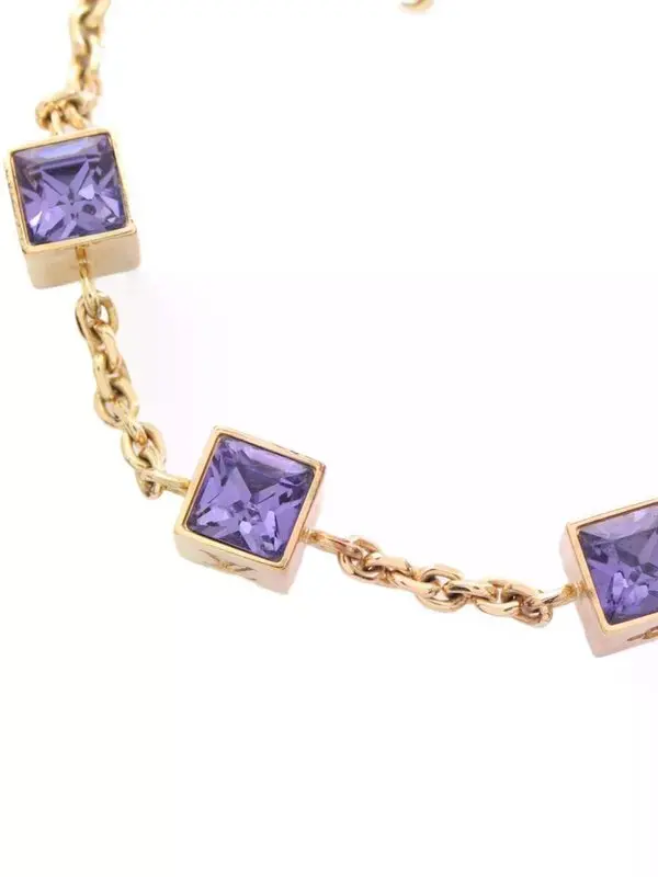 LOUIS VUITTON Tone Rhinestone Embellished Necklace