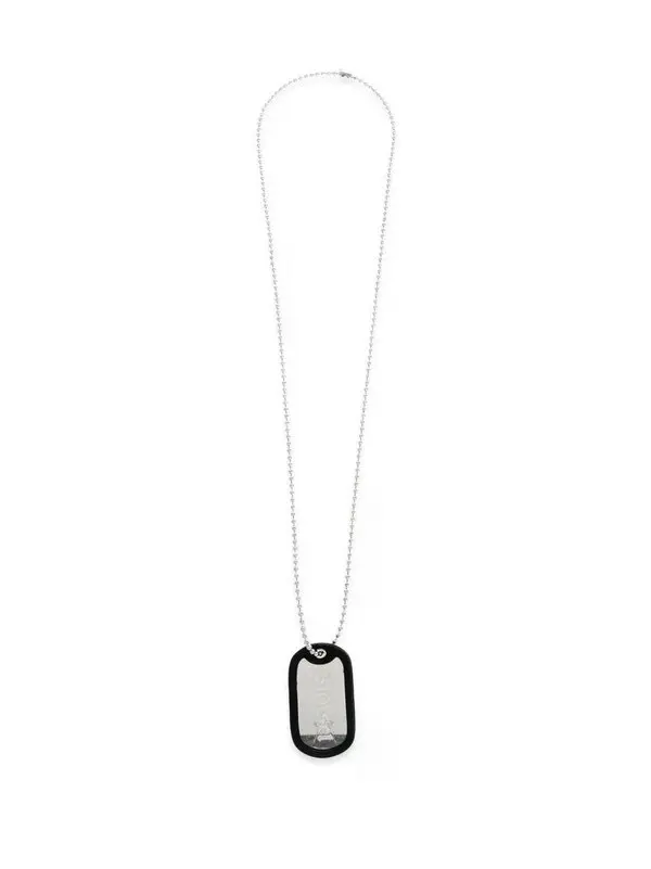 Palm Angels Tag Pendant Necklace - Silver