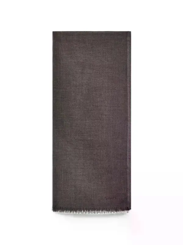 Giorgio Armani Herringbone-pattern Fringed Scarf - Grey