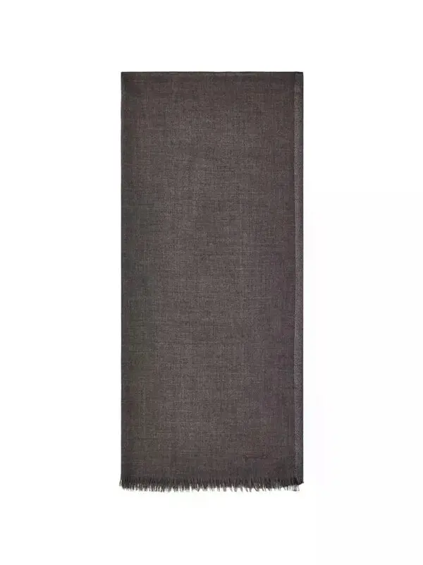 Giorgio Armani Herringbone-pattern Fringed Scarf - Grey