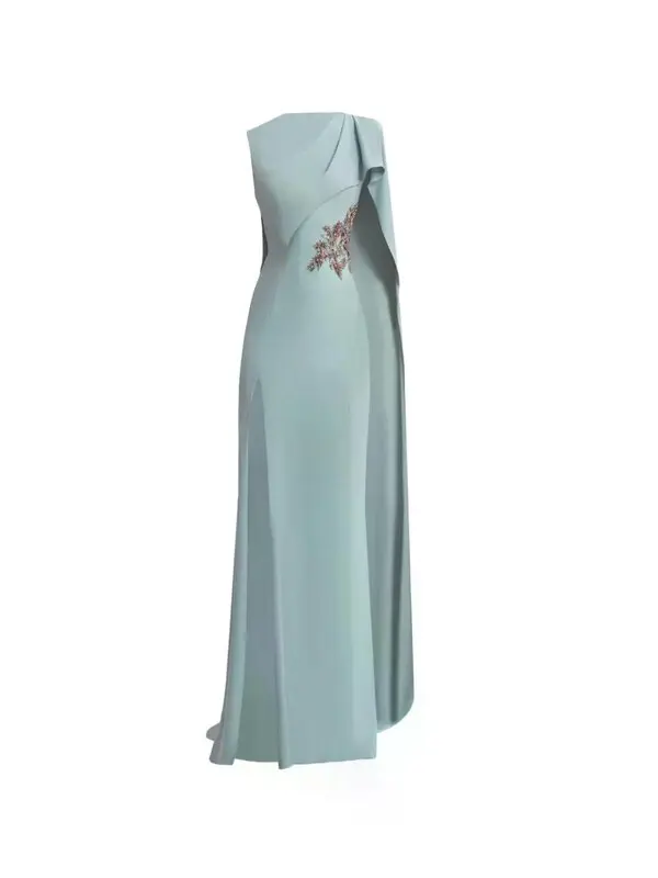 GEMY MAALOUF Beaded Cape Draped Maxi Dress