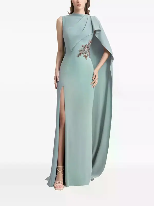 GEMY MAALOUF Beaded Cape Draped Maxi Dress