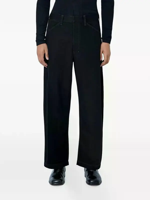 LEMAIRE Stitched-seam Wide-leg Trousers - Black