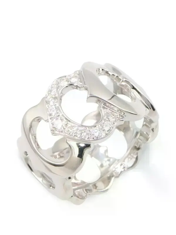 Cartier 18k White Gold Diamond Pavé C De Ring