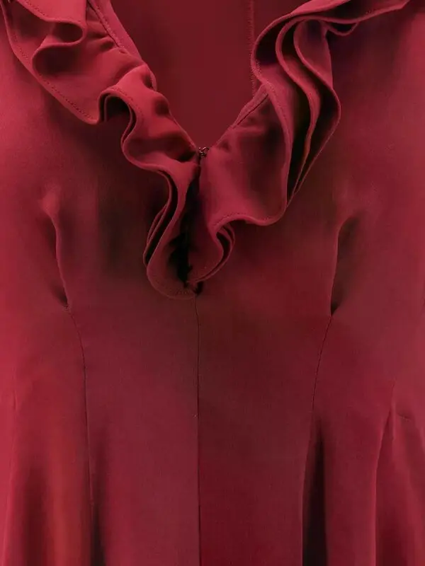 Alberta Ferretti Ruffled V-neck Midi Dress