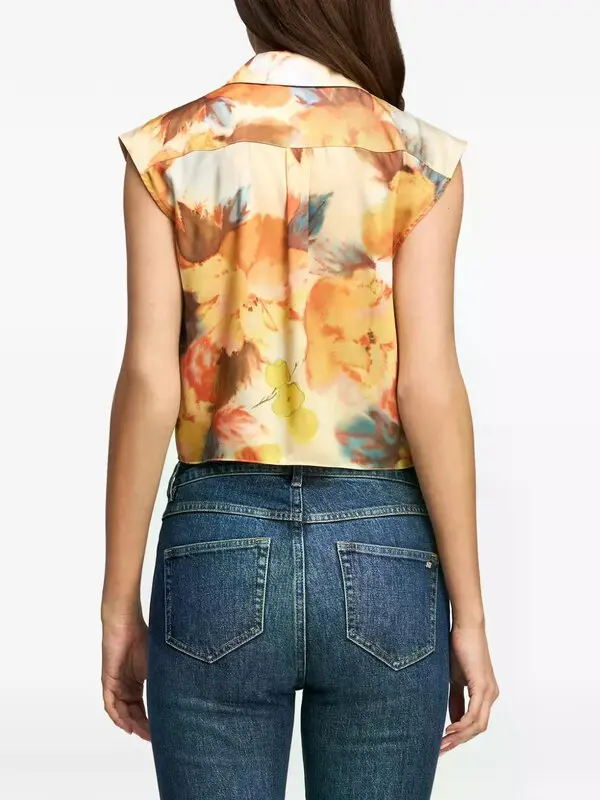Cinq À Sept Marianna Watercolour Floral Print Sleeveless Shirt