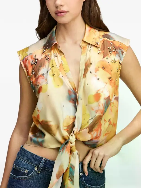 Cinq À Sept Marianna Watercolour Floral Print Sleeveless Shirt