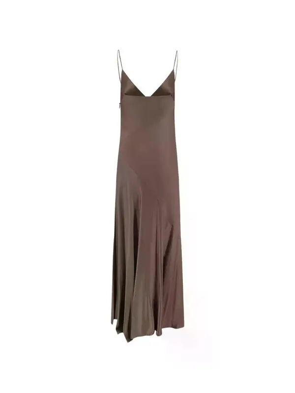 Alberta Ferretti Satin V-neck Maxi Dress