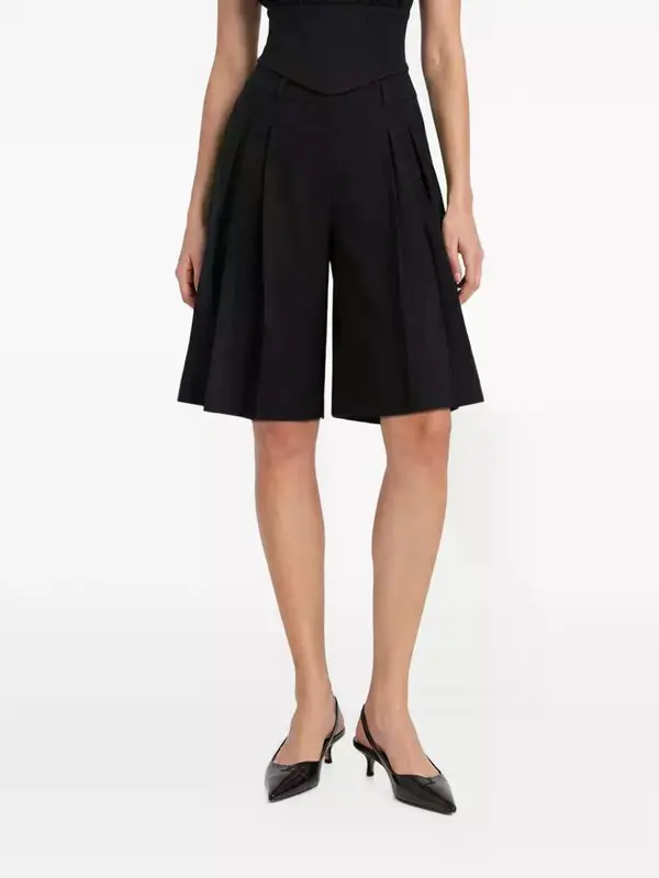 HAMZA Kimi Knife-pleat Wide-leg Shorts