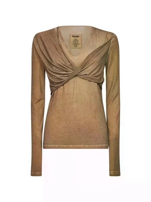 UMA WANG Twisted-panel V-neck Blouse - Neutrals