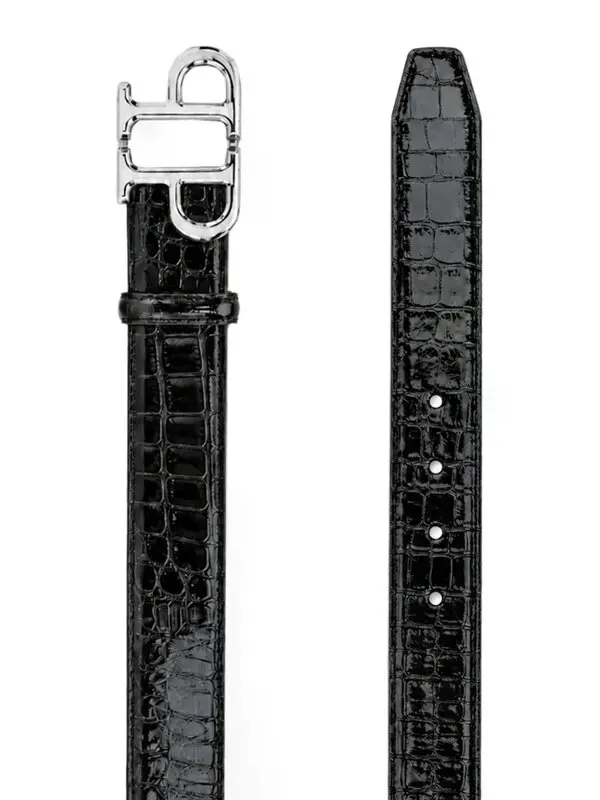 Philipp Plein Leather Belt With Pp Logo Buckle