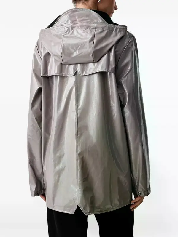 Rains Hooded Gloss-effect Raincoat - Grey