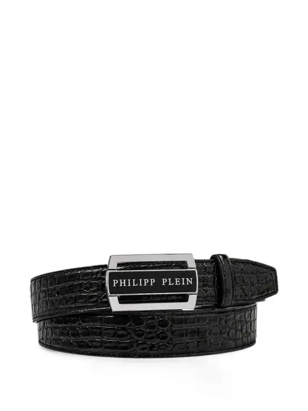 Philipp Plein Crocodile-effect Leather Belt