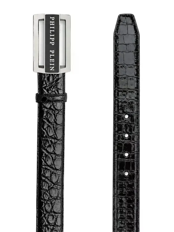 Philipp Plein Crocodile-effect Leather Belt