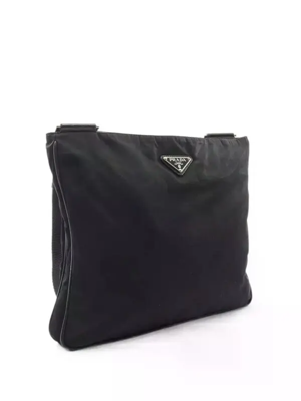 Prada 2000s Triangle Logo Saffiano Leather Shoulder Bag