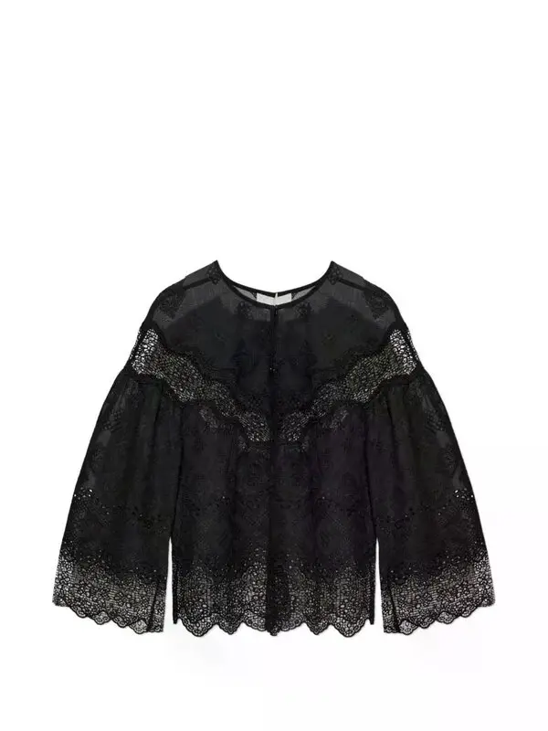 Munthe Valiance Lace-panelled Embroidered Blouse - Black