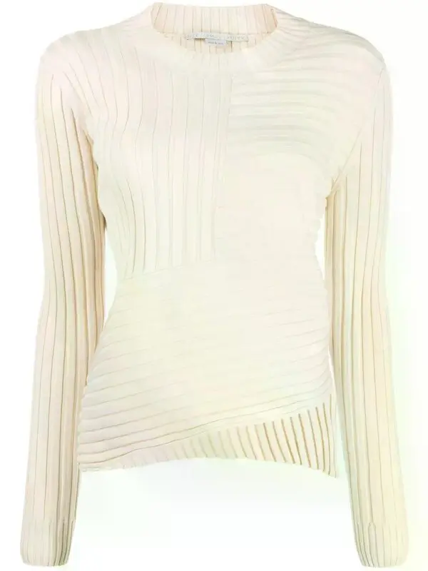 Stella McCartney Asymmetrical Hem Ribbed Top - Neutrals