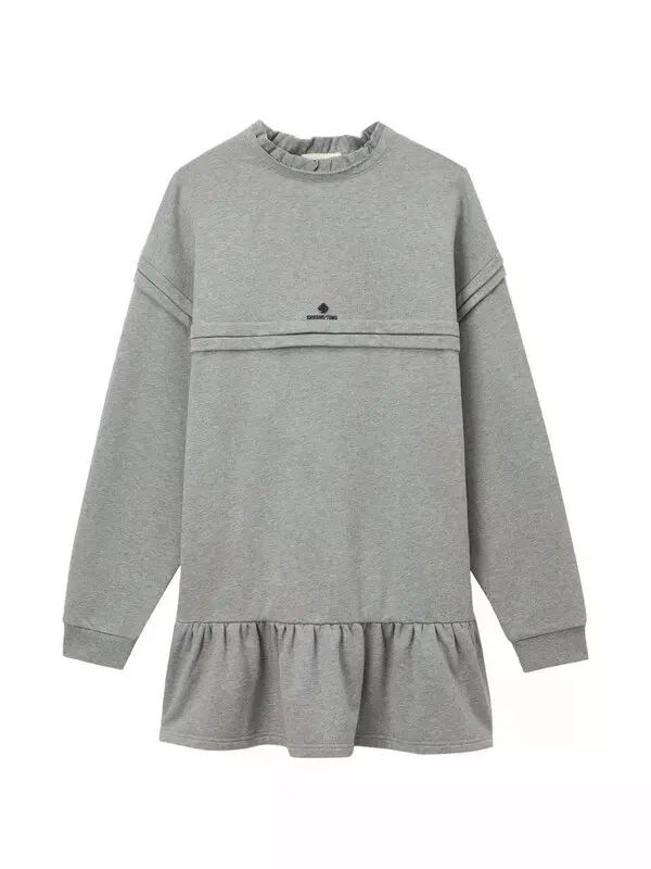 SHUSHU/TONG Ruffled-trim Logo-embroidered Mini Dress