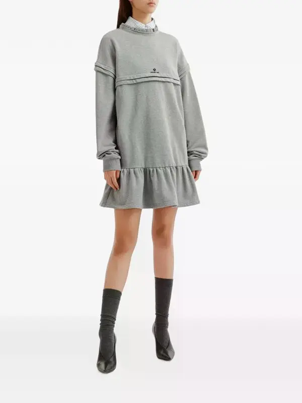 SHUSHU/TONG Ruffled-trim Logo-embroidered Mini Dress