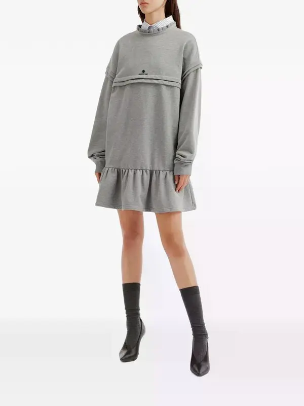 SHUSHU/TONG Ruffled-trim Logo-embroidered Mini Dress