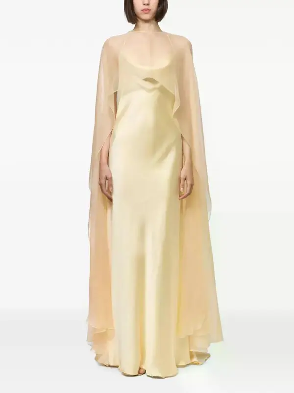ATU BODY COUTURE Satin-finish Silk-cape Slip Maxi Dress - Neutrals