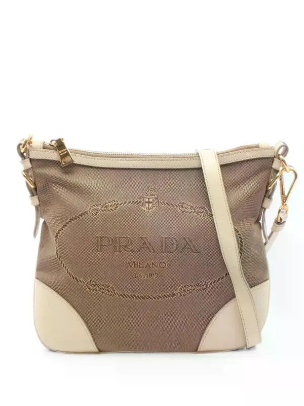 Prada 2000s Logo Jacquard Shoulder Bag