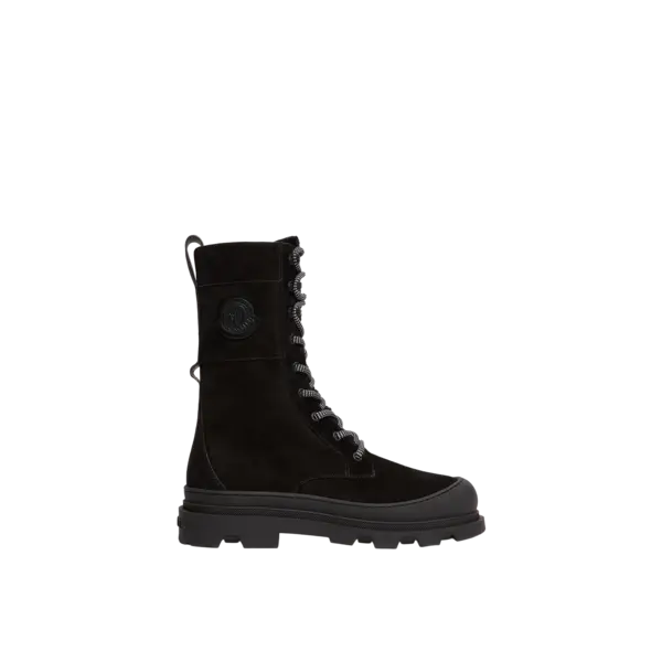 Moncler Vera High Suede & Shearling Lace-up Boots - Black