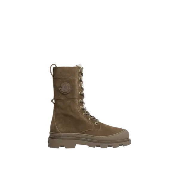 Moncler Vera High Suede & Shearling Lace-up Boots - Brown