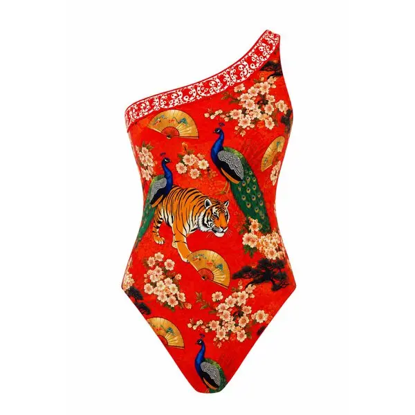 ANNIA LOUISA Kyoto One Shoulder Swimsuit - Red